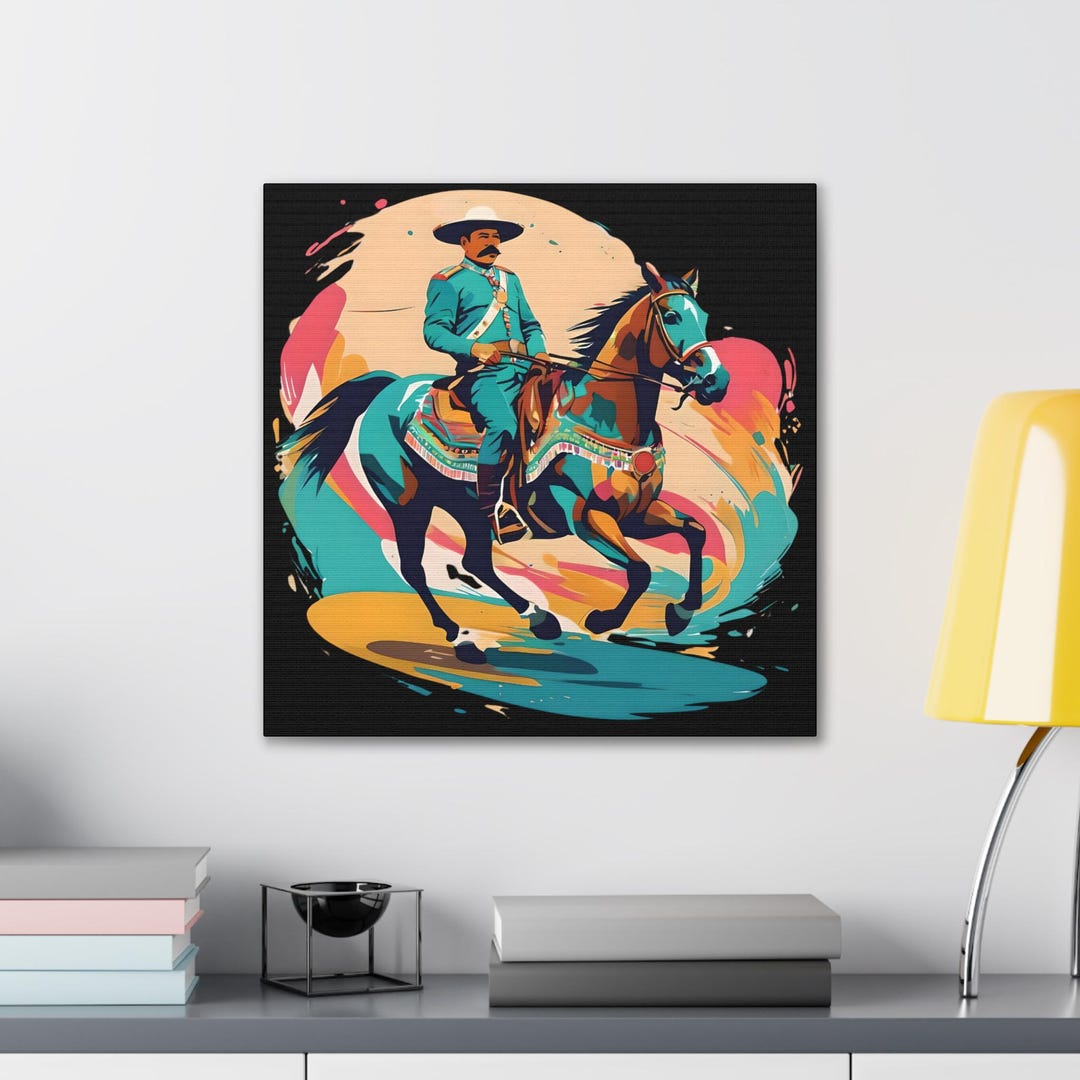 Pancho Villa Modern Colorful Canvas Wall Art, Aesthetic Mexican ...