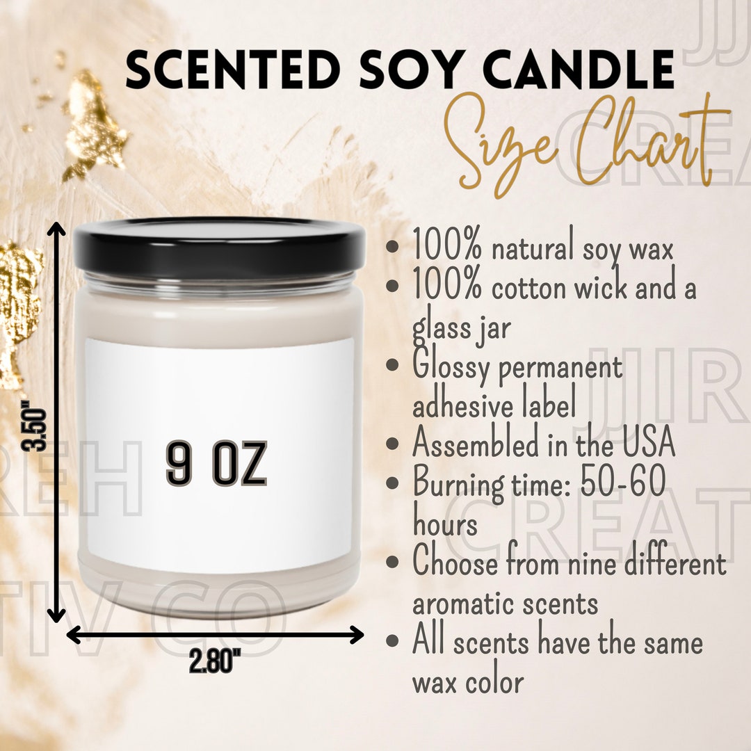 Scented Soy Candle Size Chart, Sizing Guide for Candle, Printify Candle ...