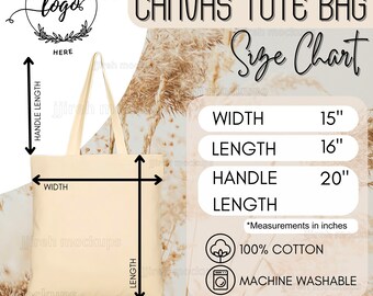 Canvas Tote Bag Size Chart, Liberty Bags OAD113 Tote Mockup Size Guide ...