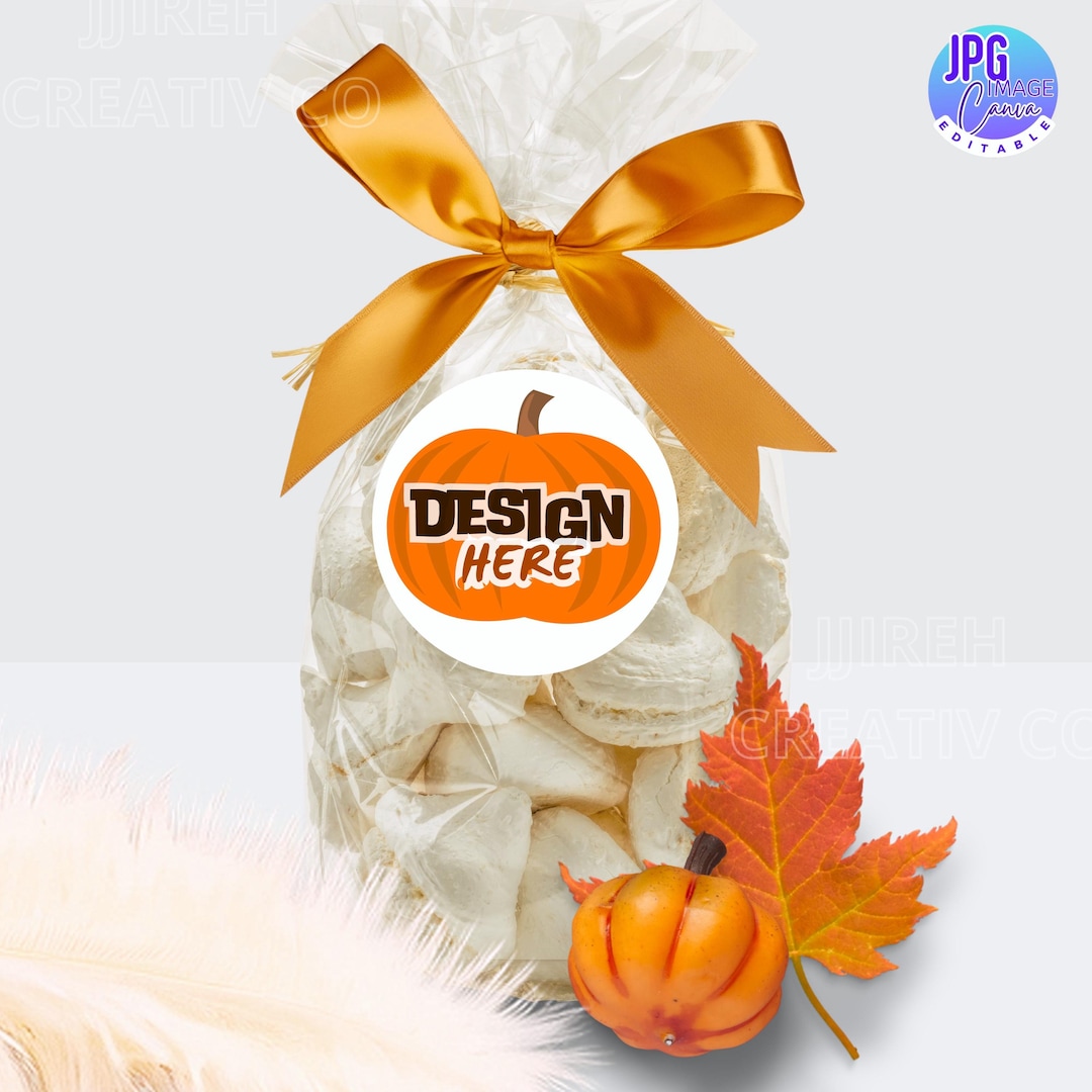 Fall Label Mockup, Round Sticker Mockup, Autumn Tag Mockup, Holliday ...