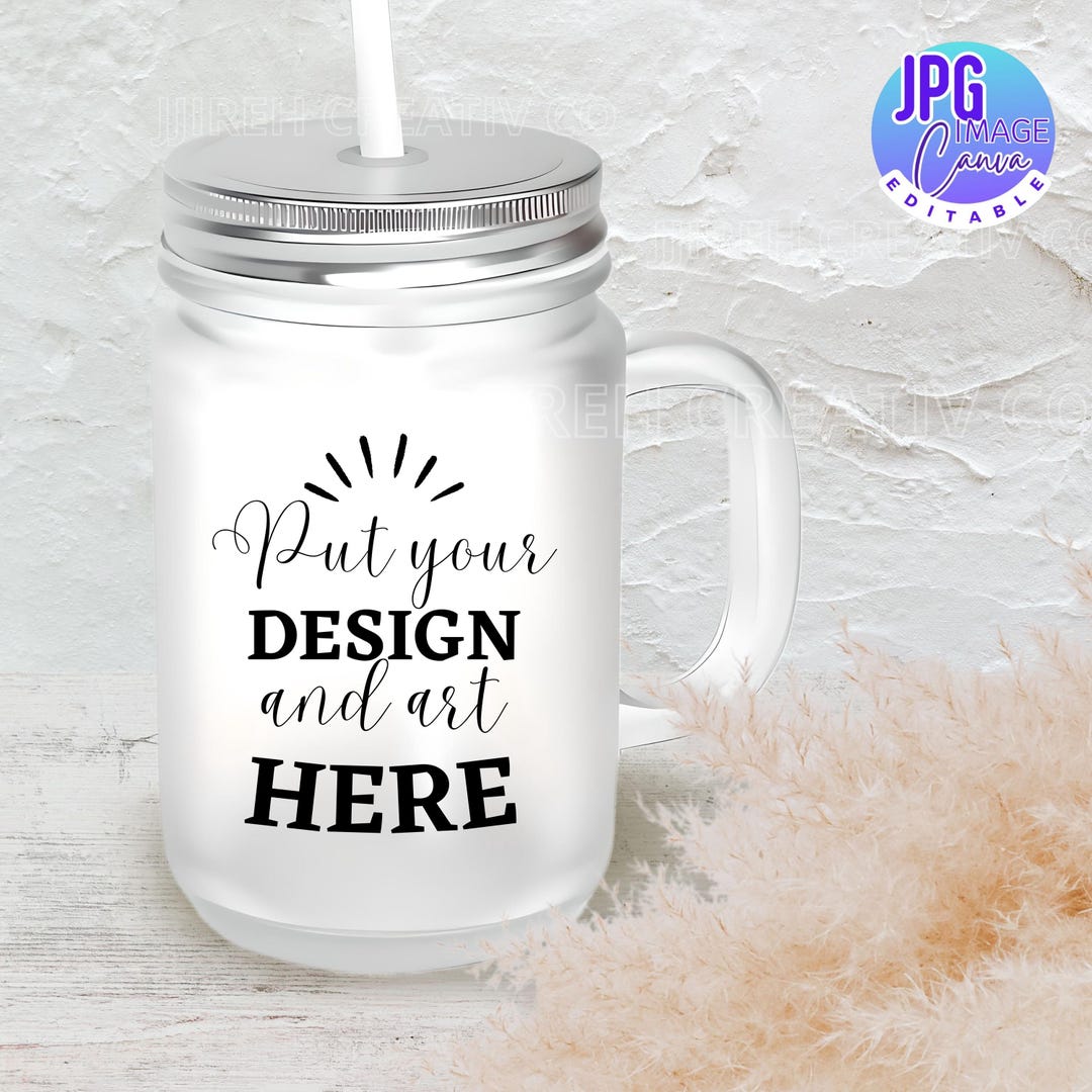 Mason Frosted Glass Jar Mockup, Printify Mason Jar Mockup , Mason Glass ...