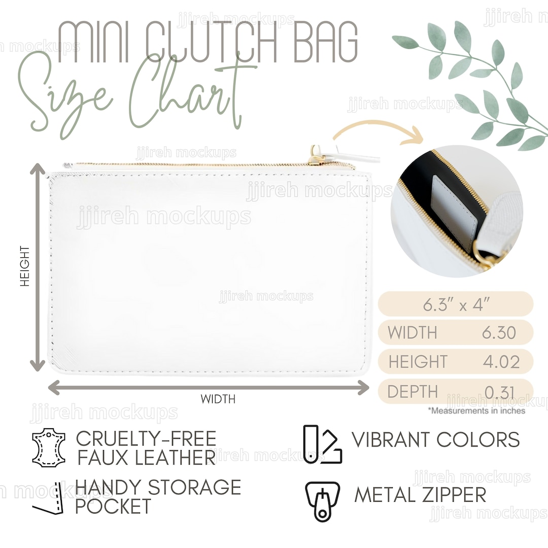 Mini Clutch Bag Size Chart Mockup Mini Clutch Bag Cosmetic Bag Make-up ...