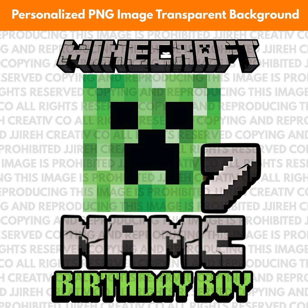 Custom Minecraft Birthday PNG Image, Name and Age Personalized ...