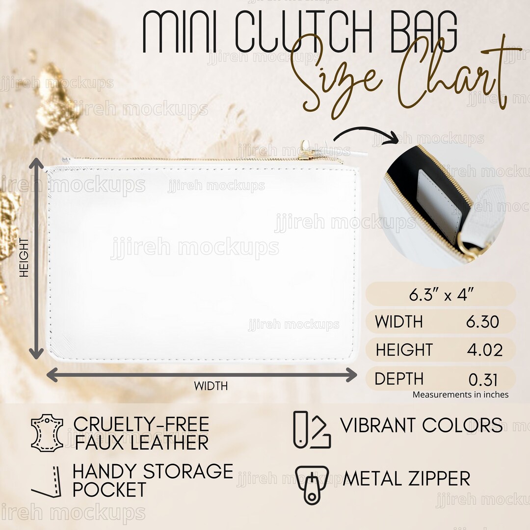 Mini Clutch Bag Size Chart Mockup Mini Clutch Bag Cosmetic Bag Make-up ...