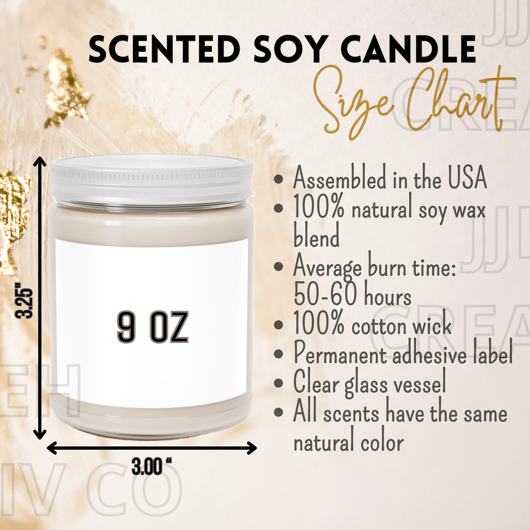 Scented Soy Candle Size Chart, Sizing Guide for Candle, Printify Candle ...