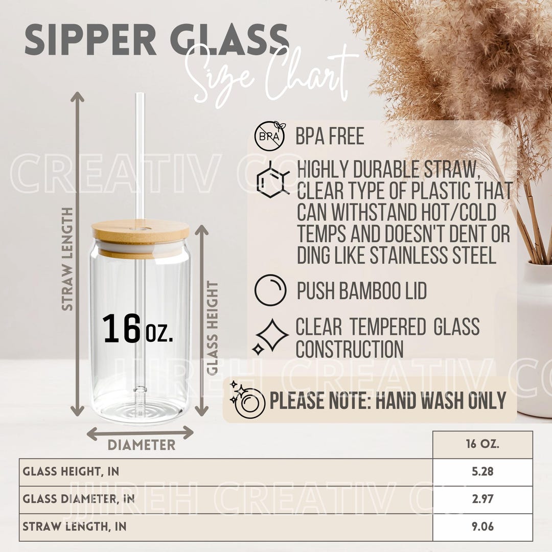 Sipper Glass Size Chart, Ice Coffee Glass Sizing Guide, Printify's ...