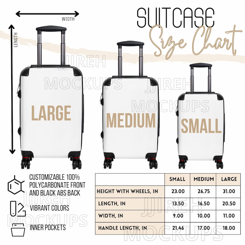 Suitcase Size Chart, Printify's Suitcase Size Chart, POD Suitcase Size ...