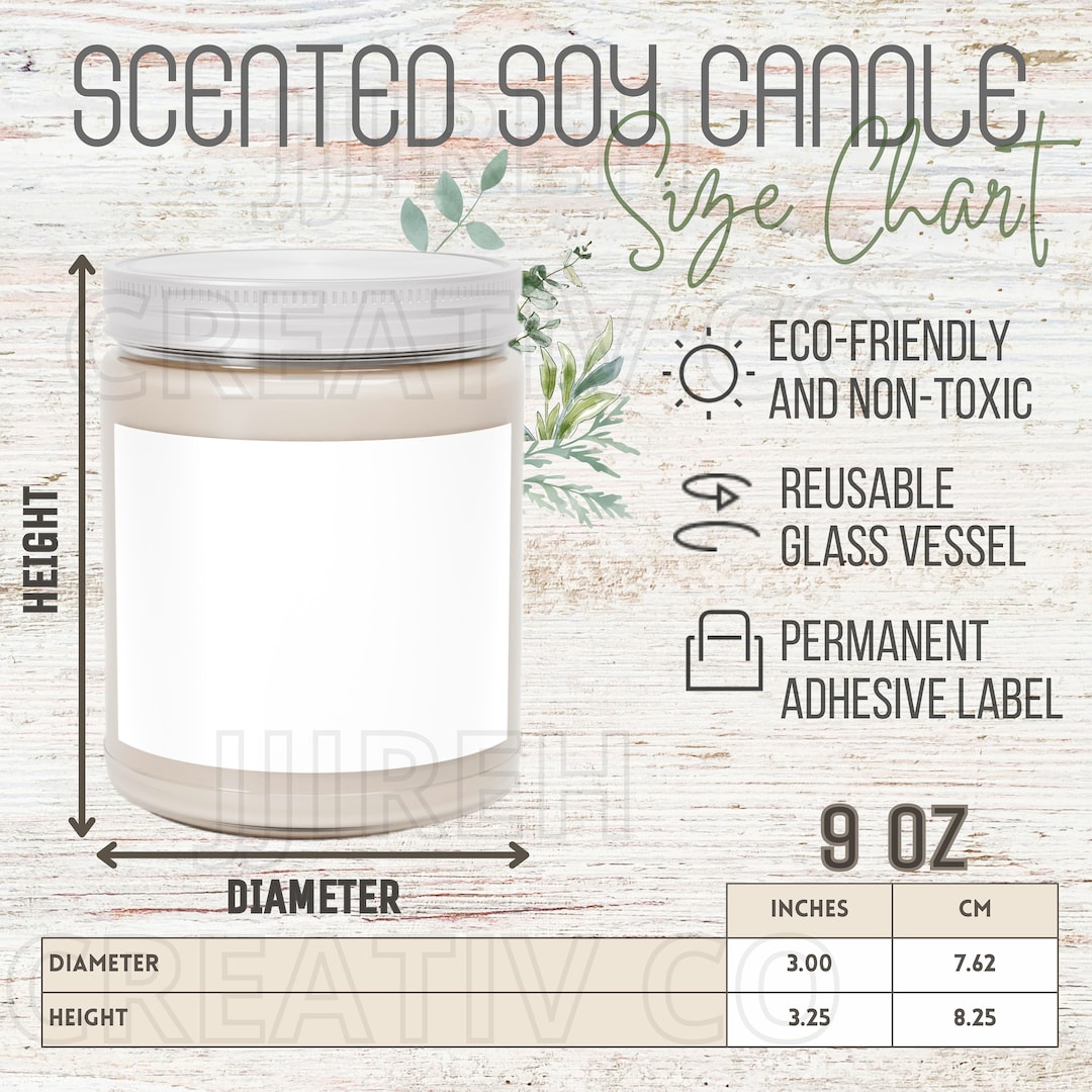 Scented Soy Candle Size Chart, Sizing Guide for Candle, Printify Candle ...
