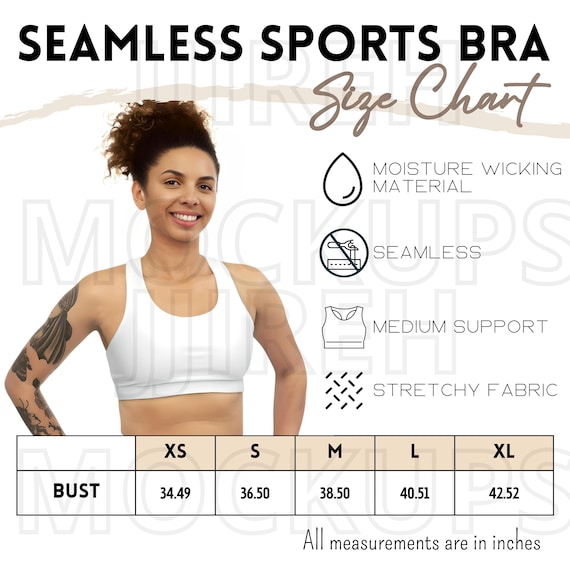 Printify Seamless Sports Bra AOP Size Chart Mockup Sport Bra Size Chart Mockup Etsy UK