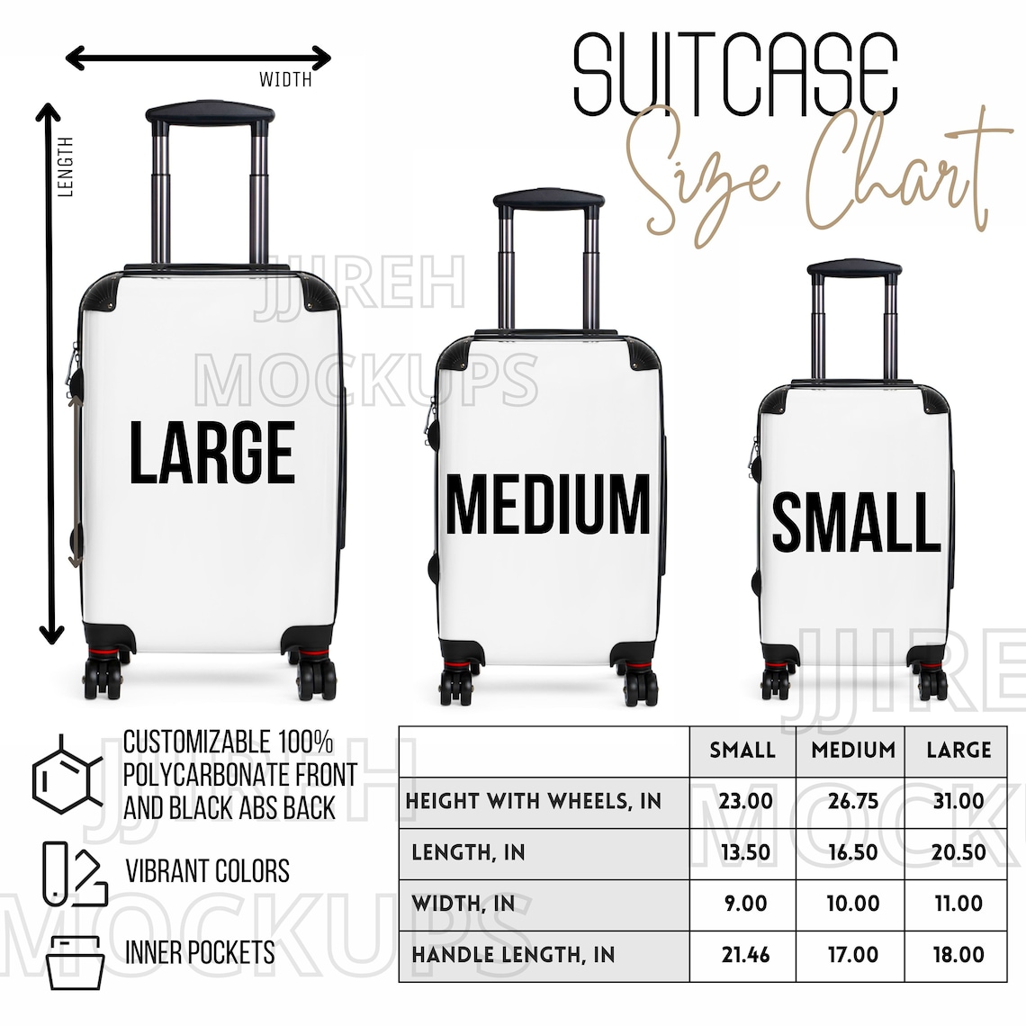 Suitcase Size Chart, Printify's Suitcase Size Chart, POD Suitcase Size ...