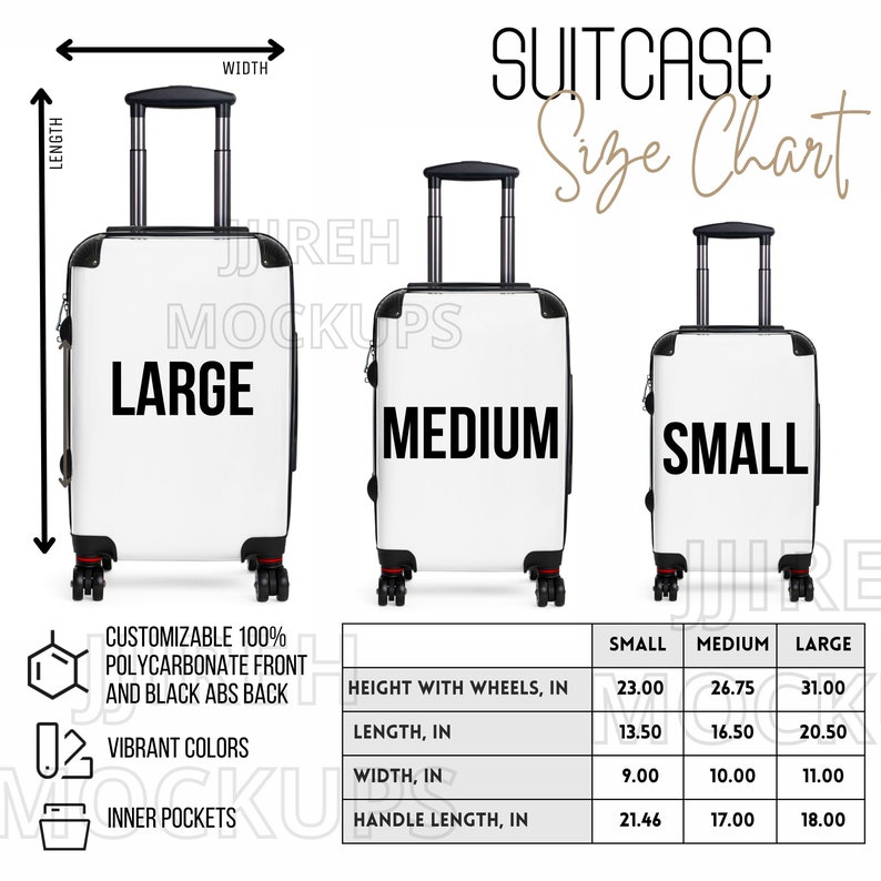 Suitcase Size Chart, Printify's Suitcase Size Chart, POD Suitcase Size ...
