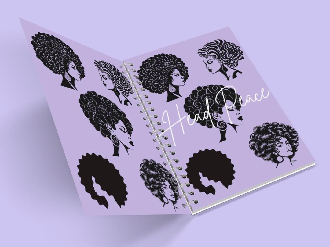 Afrocentric Black Woman Journal Natural Hair Art Spiral Notebook Self ...