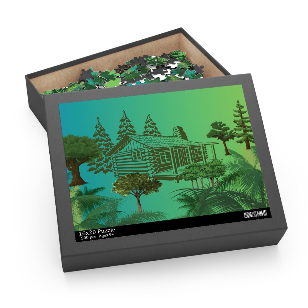 Log Cabin Jigsaw Puzzle, Outdoor Jigsaw Puzzle, Trees in Forest Puzzle ...