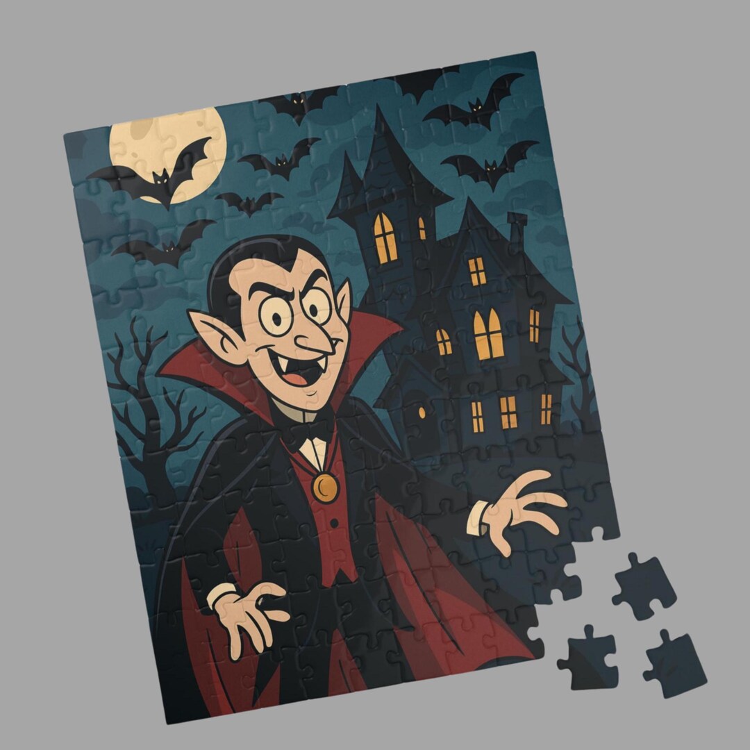Draculas Haunted House Kids Puzzle Spooky Halloween Vampire Cartoon ...