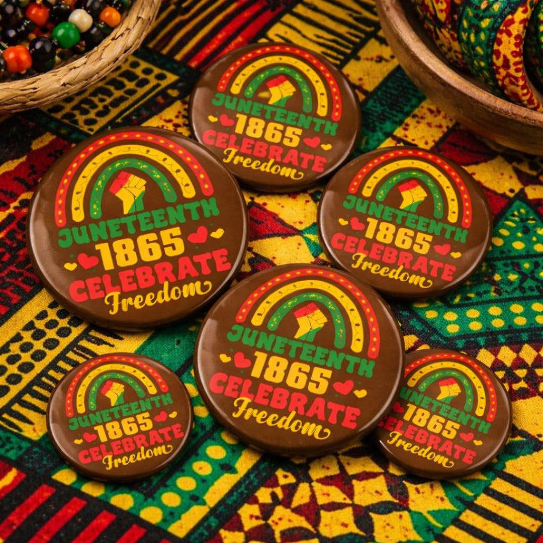 Juneteenth 1865 Freedom Day Button Empowering Celebration Badge Black ...