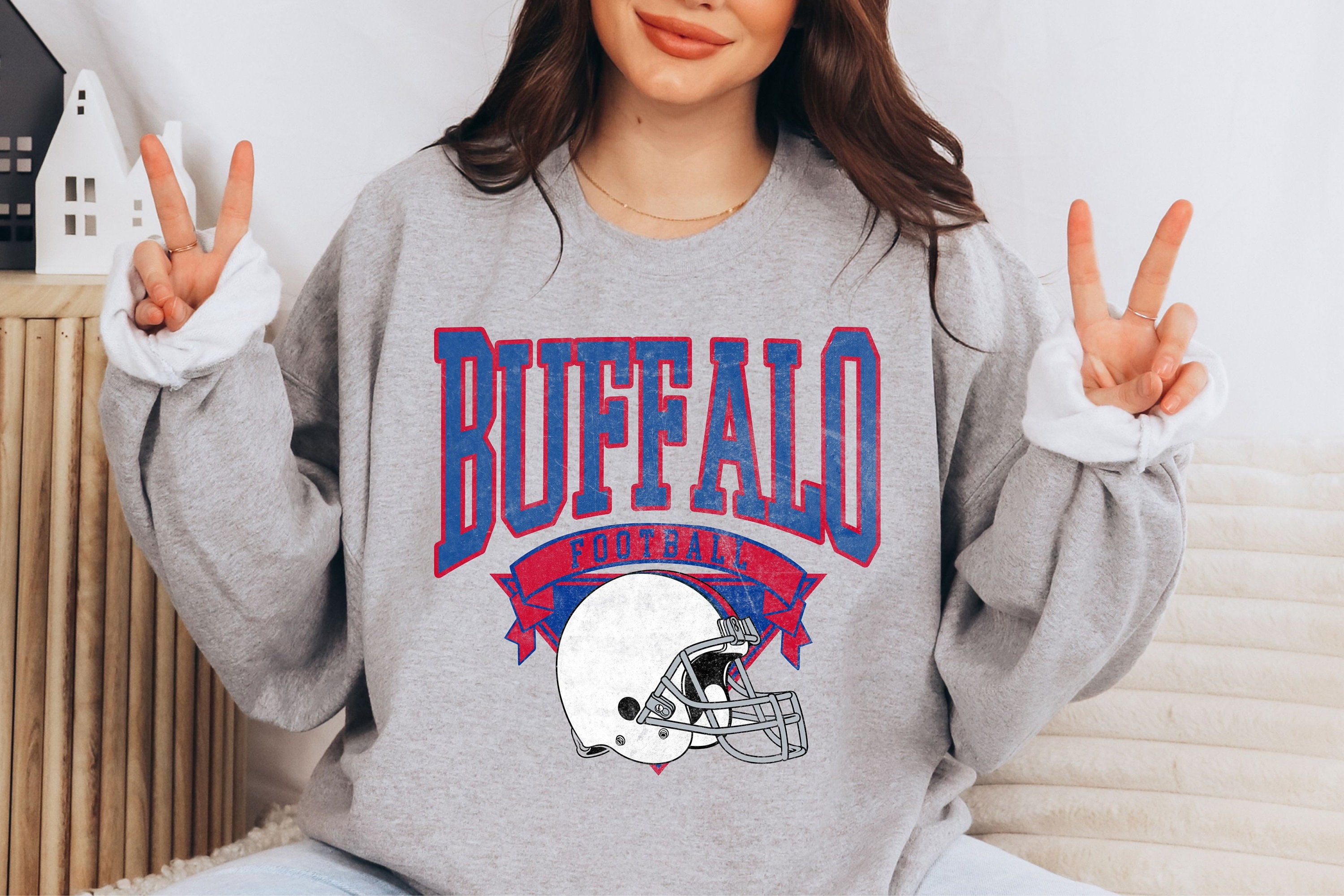 Buffalo Football Sweatshirt, Vintage Style Buffalo Football Crewneck ...