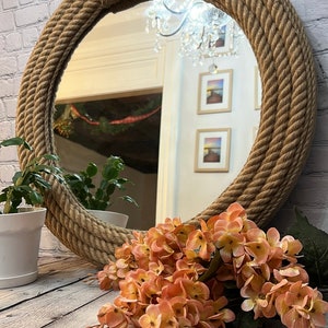 Jute Rope, Nautical Hampton Round Wall Mirror, Rustic Decor, Farmhouse ...