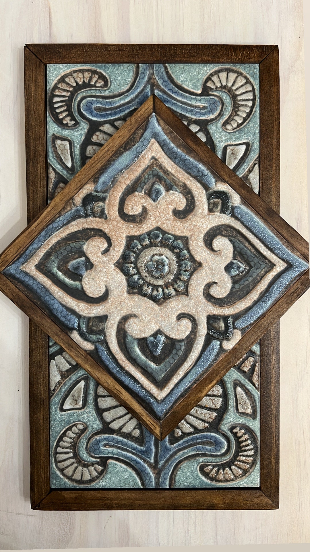 Wood and Ceramic Tile Trivet, Handcrafted, Serving Tray, Pot Holder ...