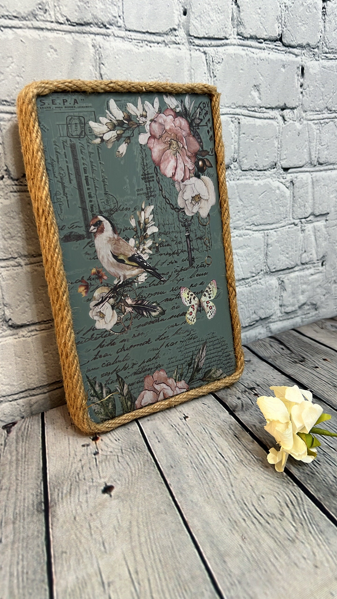 Wood Table Riser Wrapped in Jute Rope Farmhouse Vintage Home - Etsy