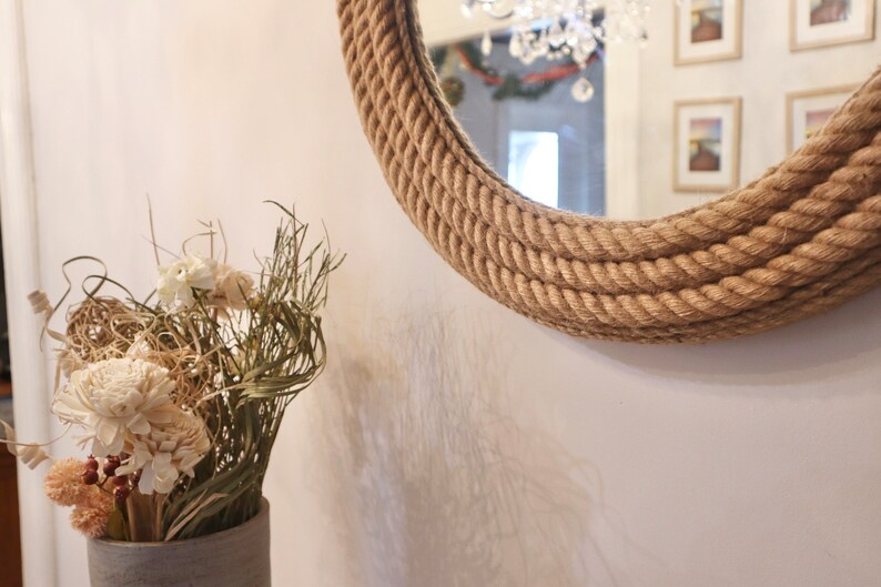 Jute Rope, Nautical Hampton Round Wall Mirror, Rustic Decor, Farmhouse ...