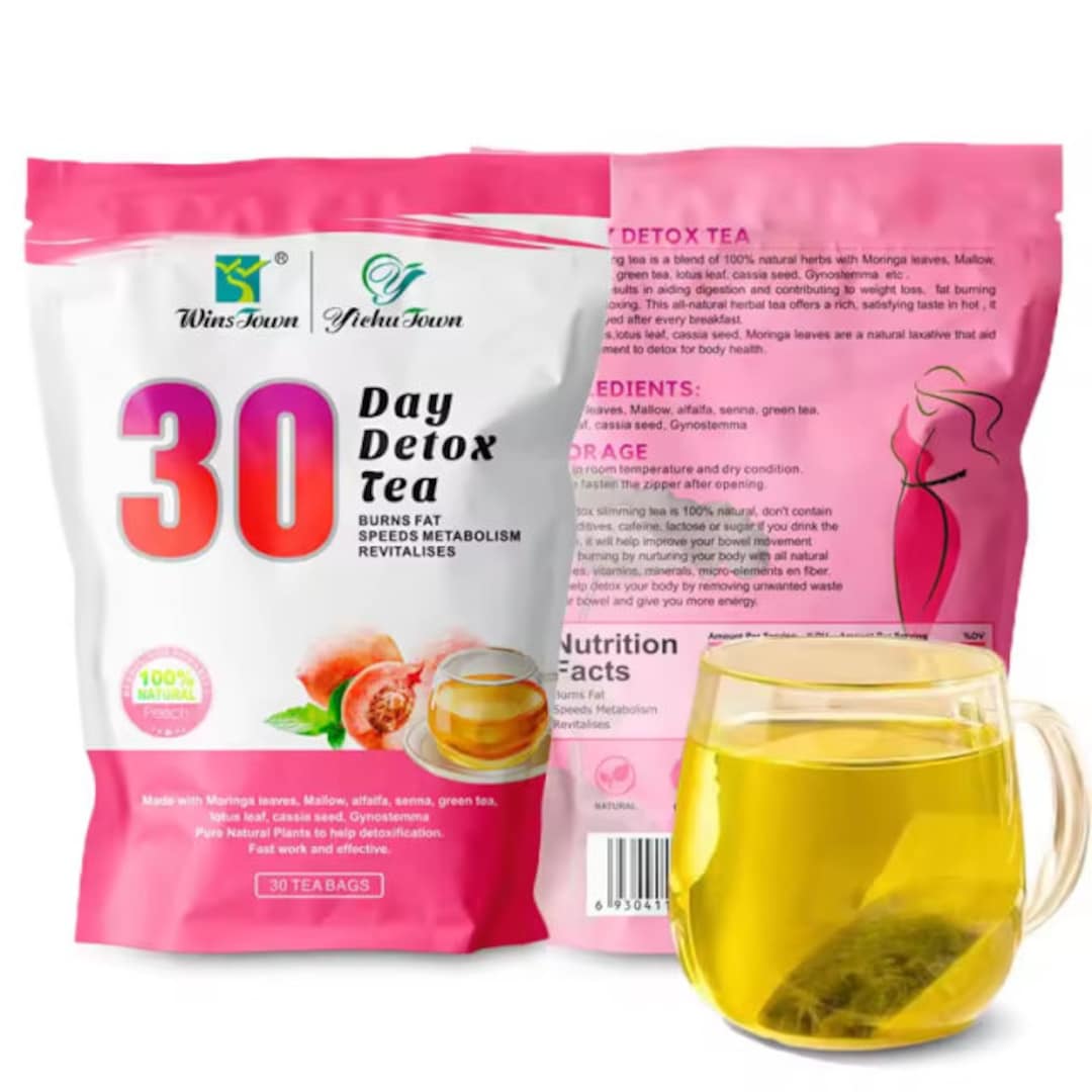 Peach Flavour Weight Loss Tea Colon Cleanse 30 Days Detox Slimming Tea ...