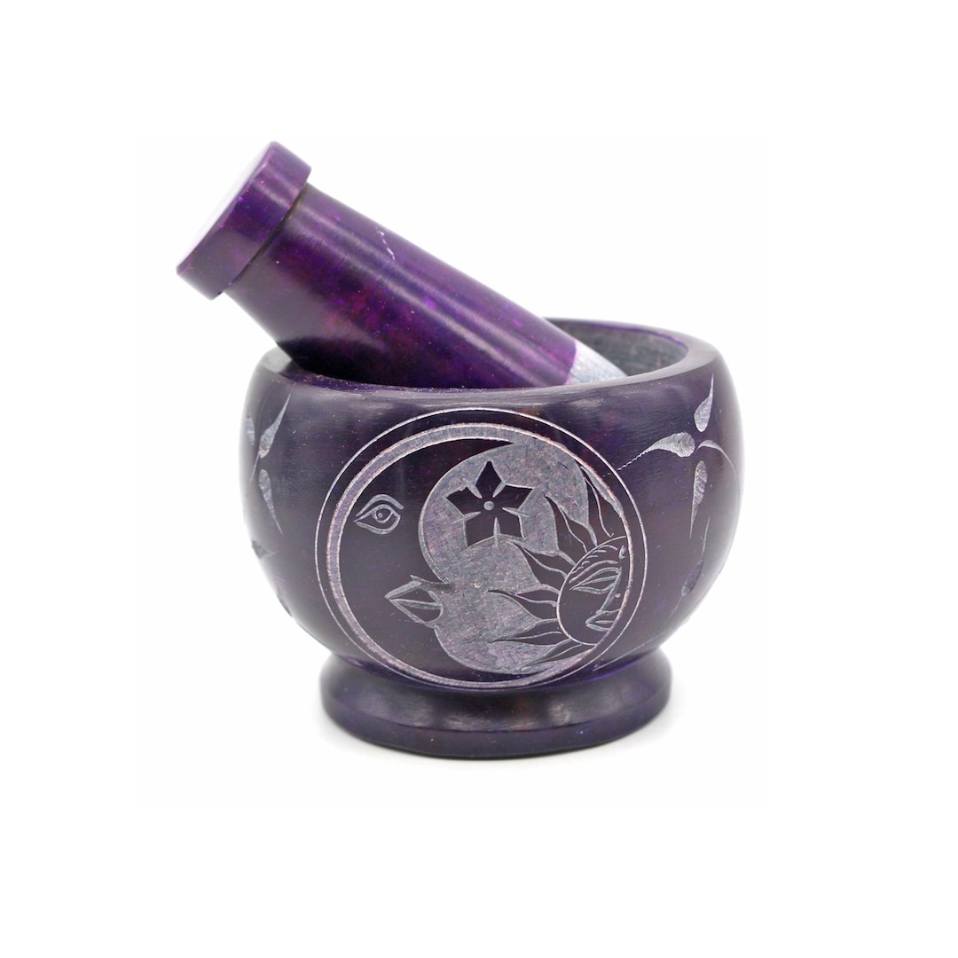 3 Purple Sun Moon Star Hand Carved Soapstone Mortar and - Etsy