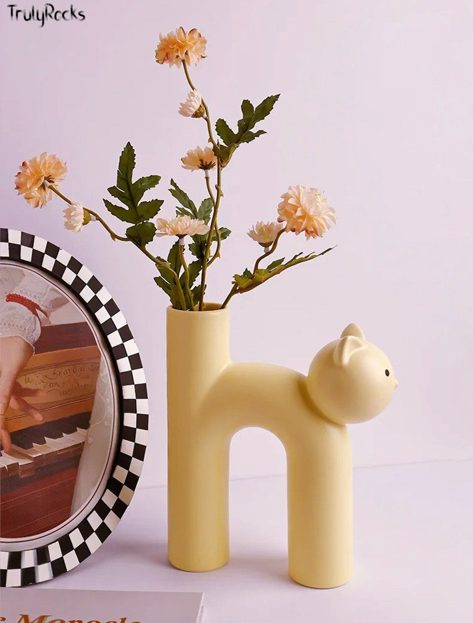 Cute Cat Vase Cathead H-shaped Tube Vase Flower Arrangement Hydroponics ...