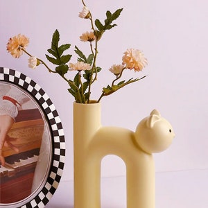 Cute Cat Vase Cathead H-shaped Tube Vase Flower Arrangement Hydroponics ...