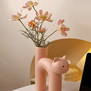 Cute Cat Vase Cathead H-shaped Tube Vase Flower Arrangement Hydroponics ...
