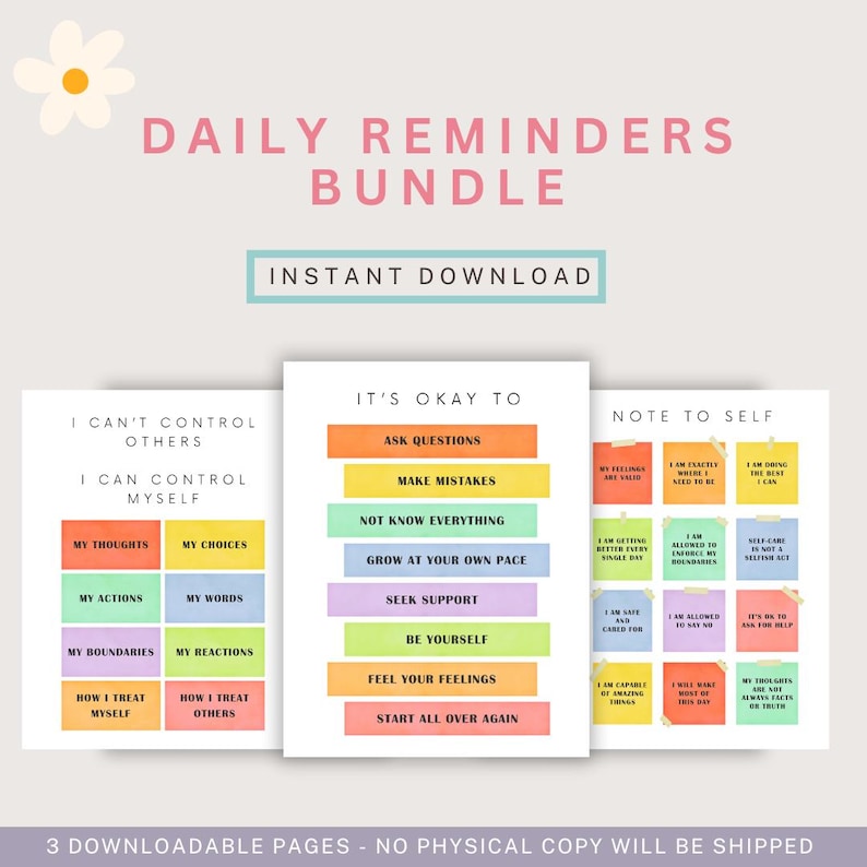 Daily Reminders Digital Download | Note to Self | Classroom Poster ...
