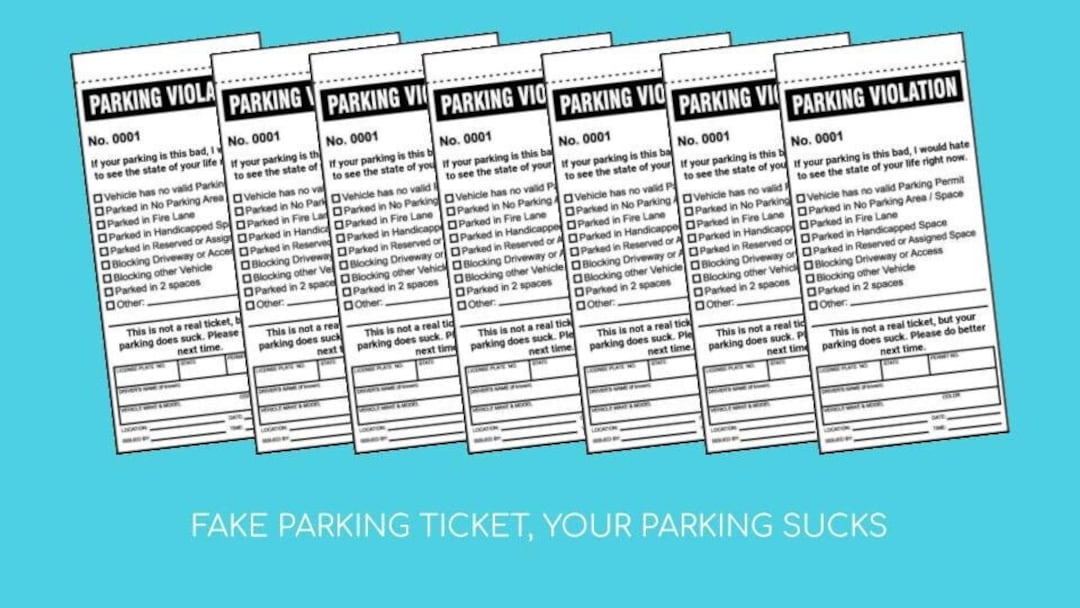 Printable Bad Parking Gag Fake Parking Tickets - Etsy