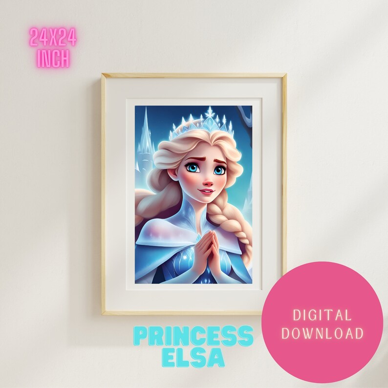 Princess Elsa Digital Download Wall Art, Printable Wall Art Decor ...