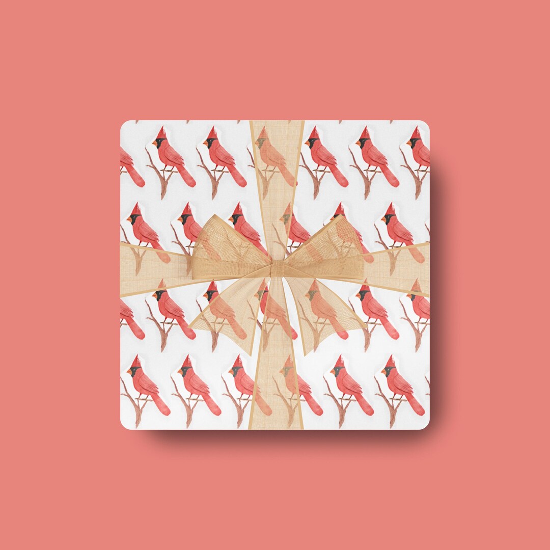 Luxury Cardinal Wrapping Paper Watercolor Bird Design, Elegant Nature ...