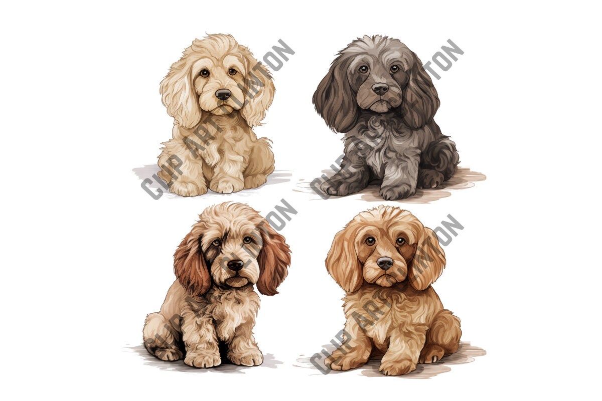 Cockapoo Clipart Set 16 Adorable PNG Images for Crafting - Etsy Australia