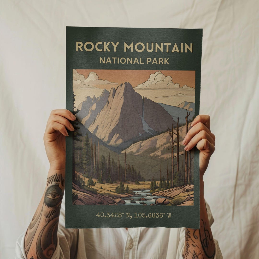 Rocky Mountain National Park Print - Vintage Style Colorado Travel ...