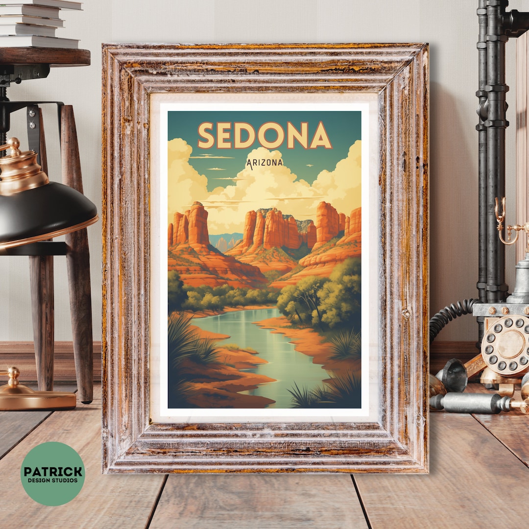 Sedona Travel Poster Retro Travel Print, Arizona Travel Poster, Vintage ...