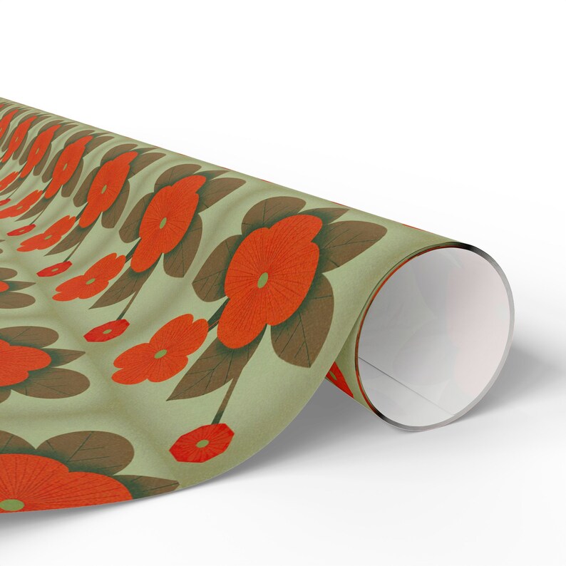 Scarlet Carnation Flower Wrapping Paper Retro Floral Gift Wrap, Ohio ...