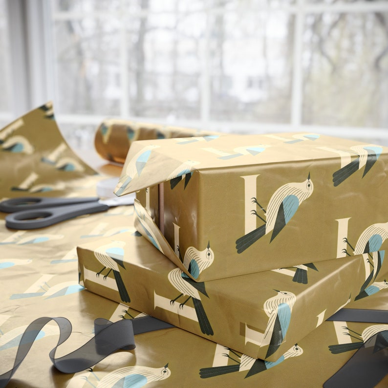 Mockingbird Wrapping Paper Retro Bird Gift Wrap, State Bird, Arkansas ...