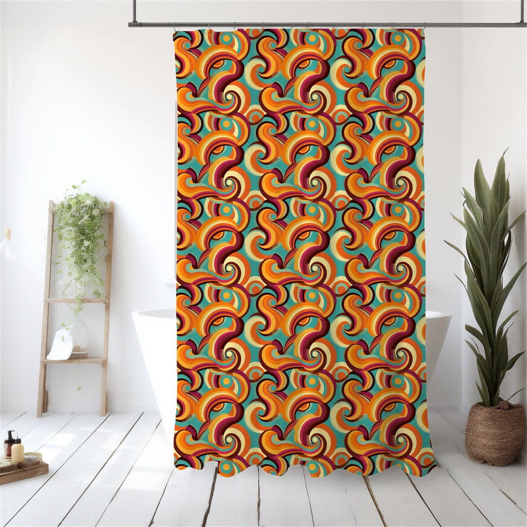 Vintage-inspired 1970s Retro Shower Curtain Chic Bohemian - Etsy