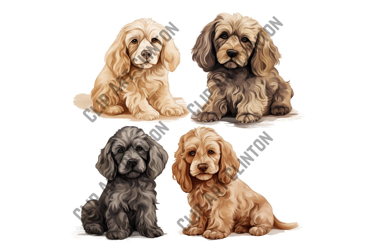 Cockapoo Clipart Set 16 Adorable PNG Images for Crafting - Etsy Australia