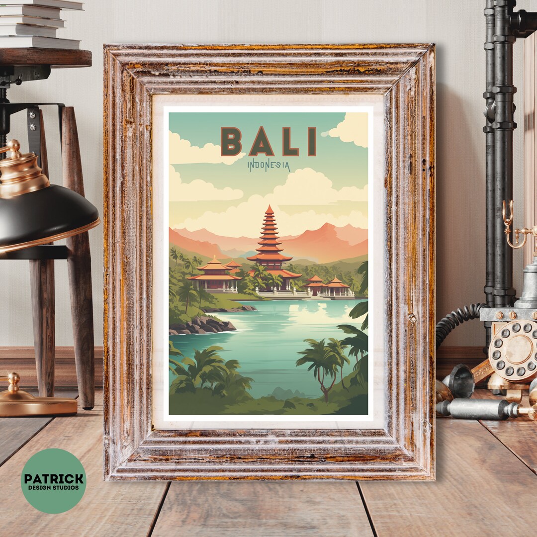 Bali Travel Poster Retro Travel Print, Indonesia Travel Poster, Vintage ...