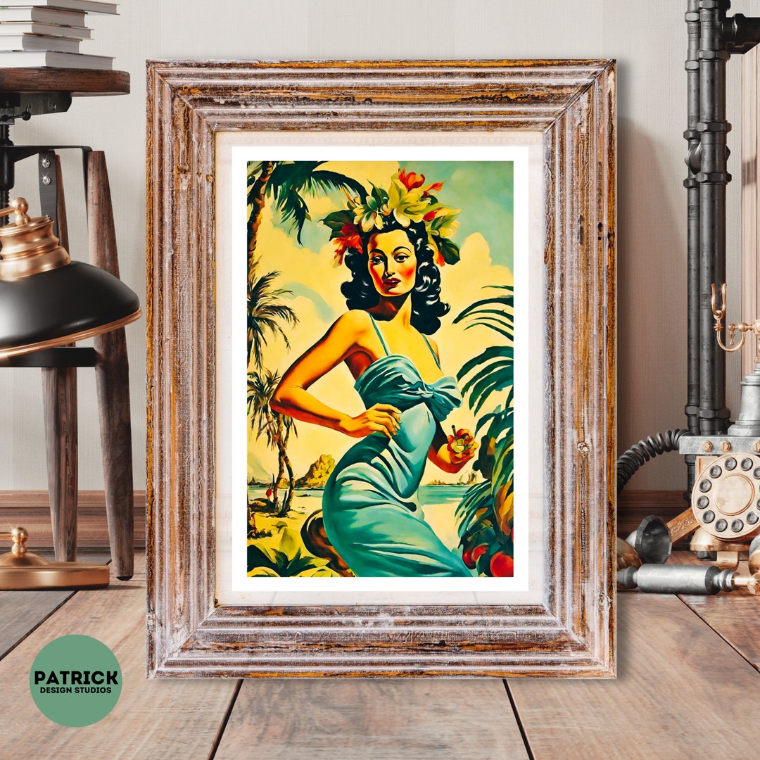 Retro Style 1940s Hawaiian Art Print Beachy Art Work, Vintage-inspired ...
