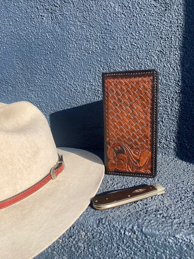 Hand Tooled Roper Wallet - Etsy