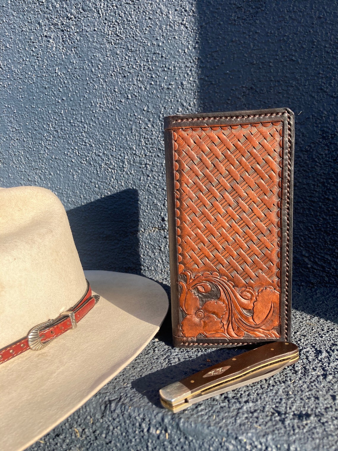 Hand Tooled Roper Wallet - Etsy