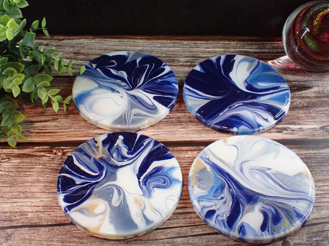 Coasters - Paint Pour With Acrylic Paint and High Gloss Resin, Coasters ...