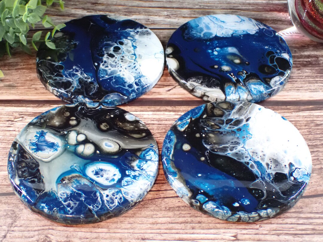 Ceramic Acrylic Paint Coasters Have High Gloss Resin, Coasters Have a ...