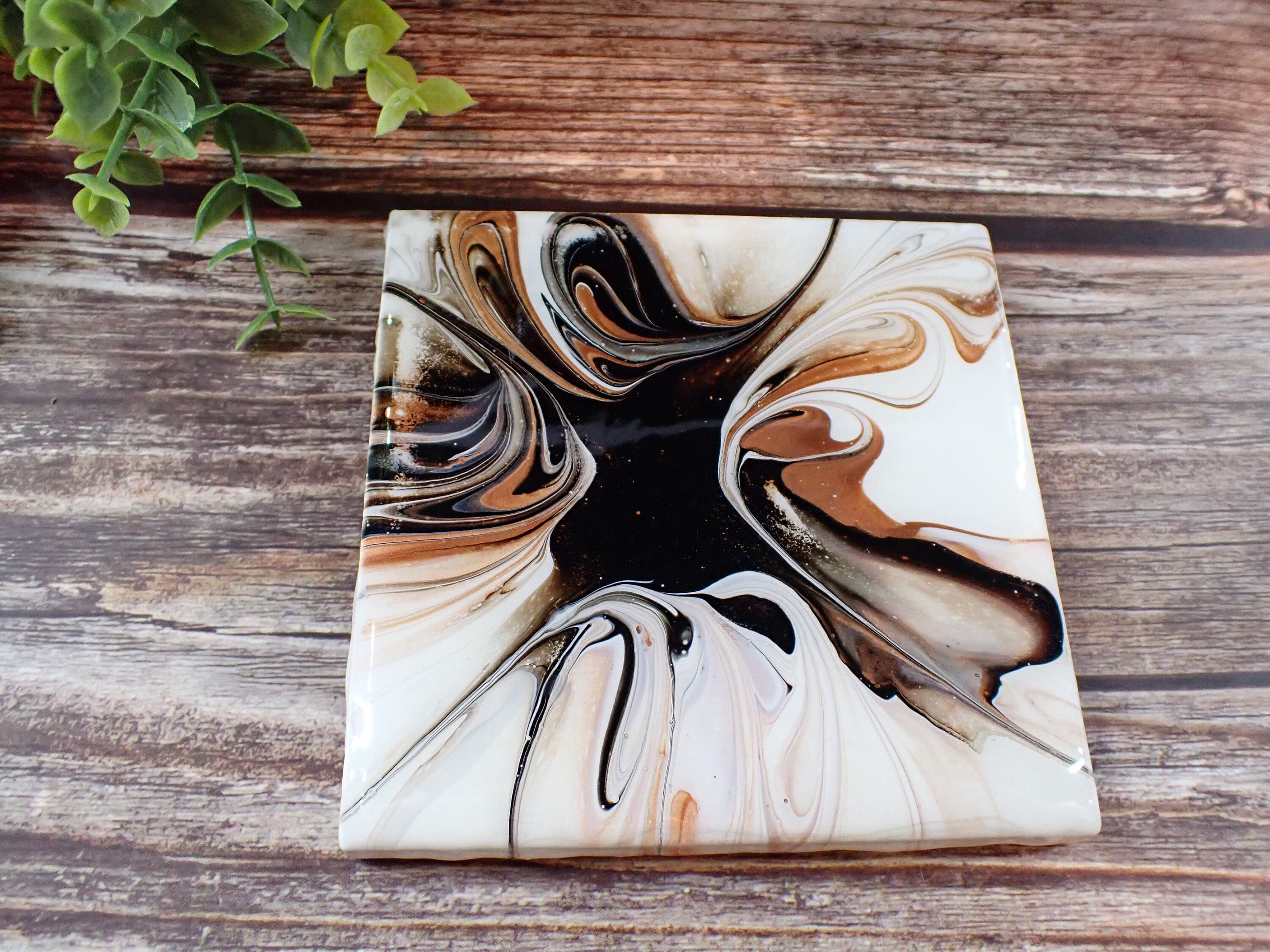 Ceramic Acrylic Paint Coasters Have High Gloss Resin, Coasters Have a ...