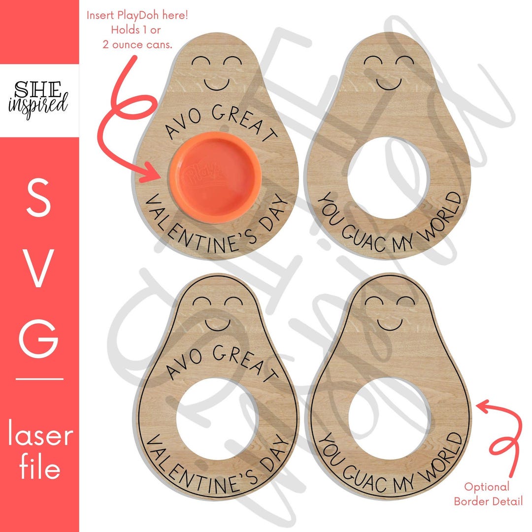 Avocado Playdough Valentine, Laser Svg File, Playdoh, Digital Download ...