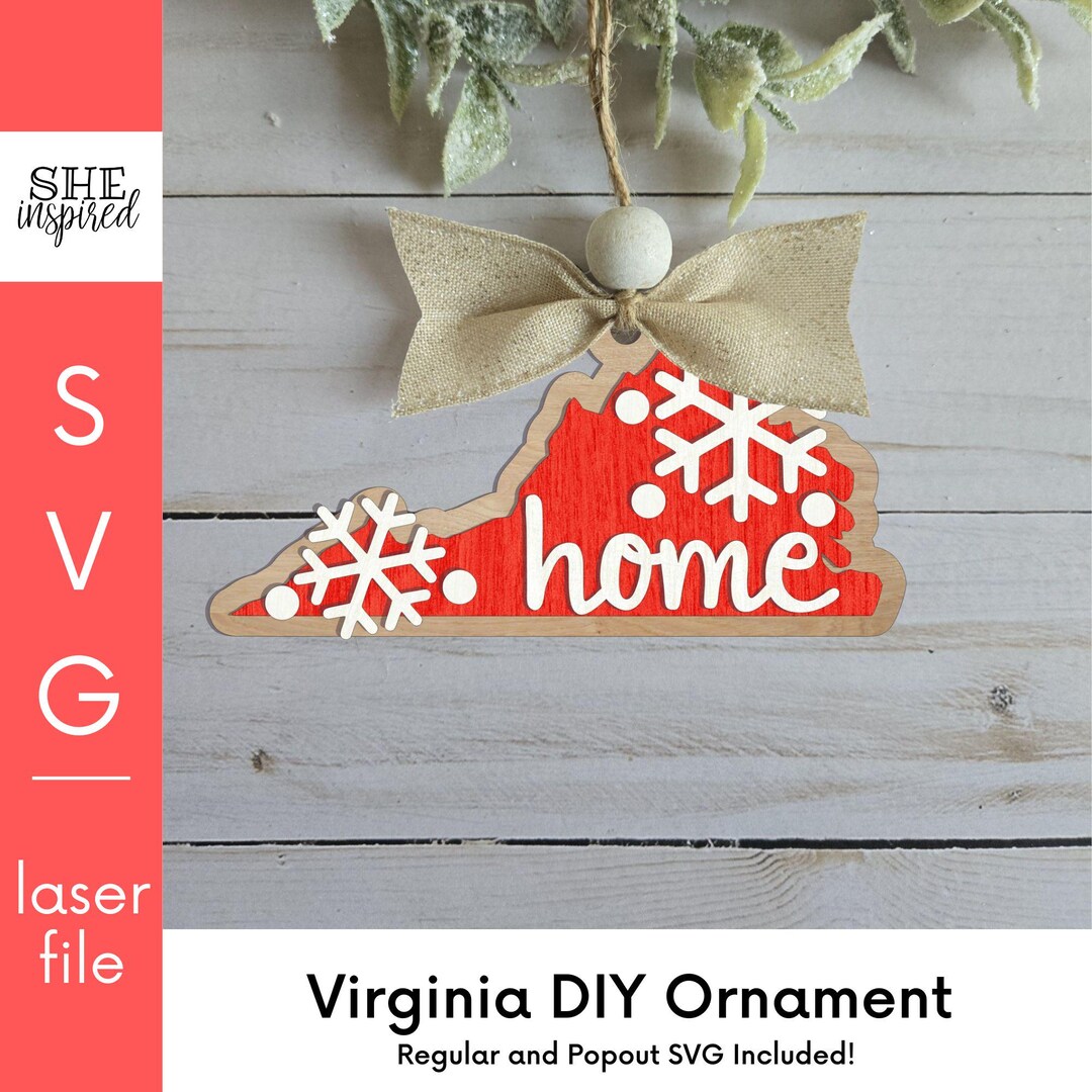 Virginia DIY State Ornament File, SVG, Popout Ornament, Ornament Bar - Etsy