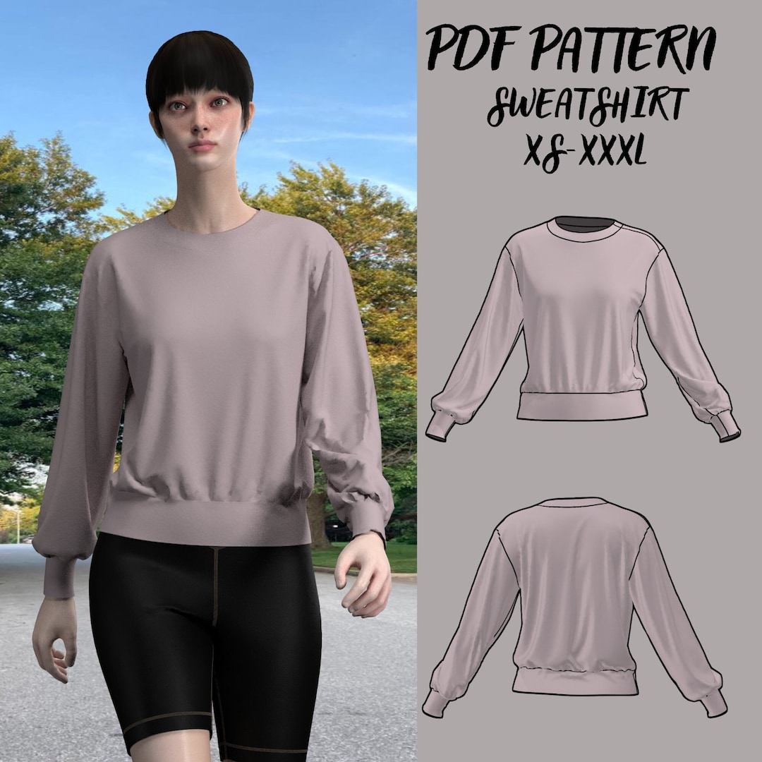 Easy to Sew Sweatshirt Pattern for Women Spor Sweater - Etsy